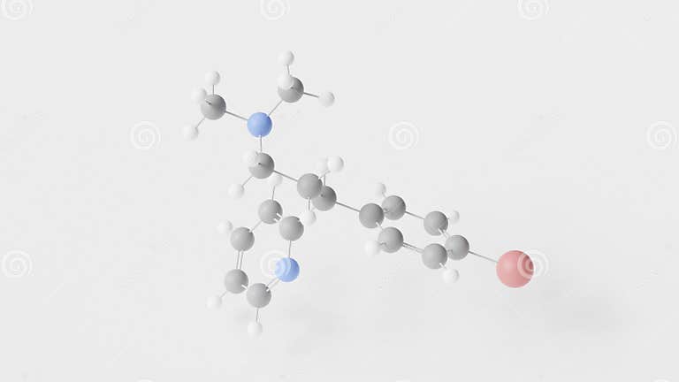 Brompheniramine Molecule 3d, Molecular Structure, Ball and Stick Model, Structural Chemical ...