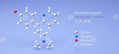 Brompheniramine Molecule, Molecular Structures, First-generation ...