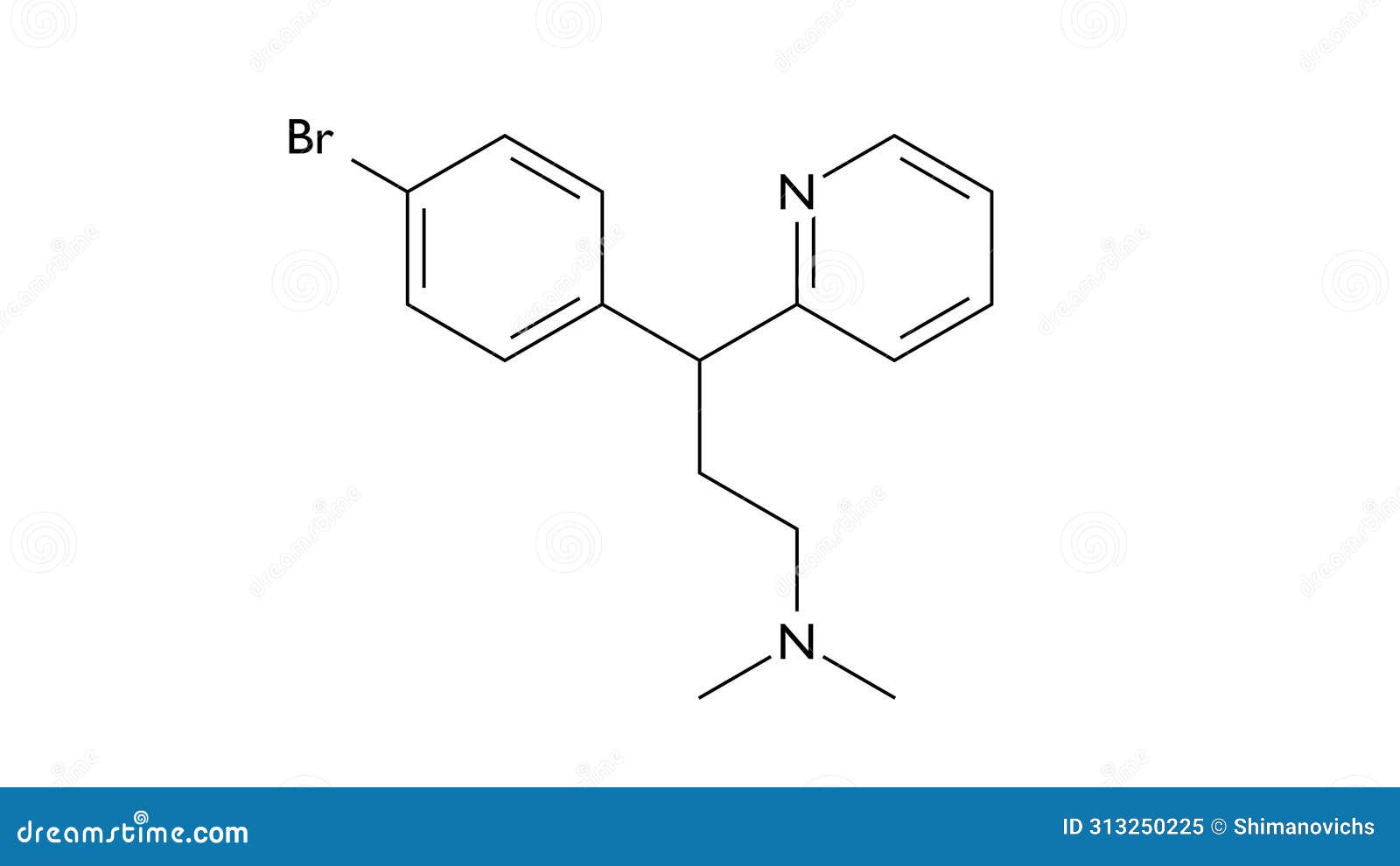 Brompheniramine Molecule, Molecular Structures, First-generation ...