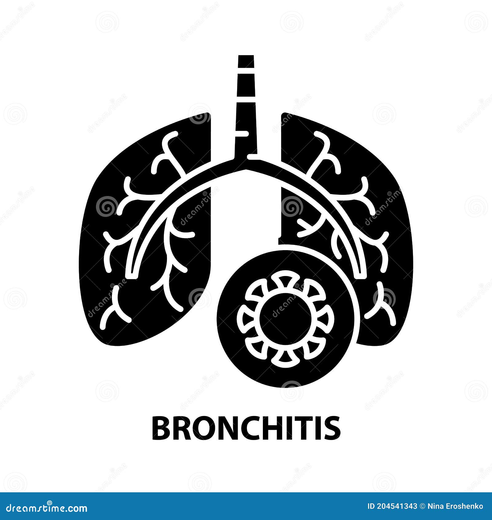 Bronchitis Icon, Black Vector Sign with Editable Strokes, Concept ...