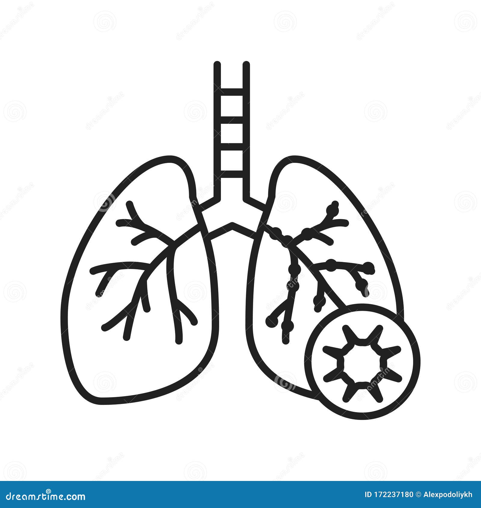 Bronchitis Line Black Icon. Inflammatory Process Lungs. Human Organ ...