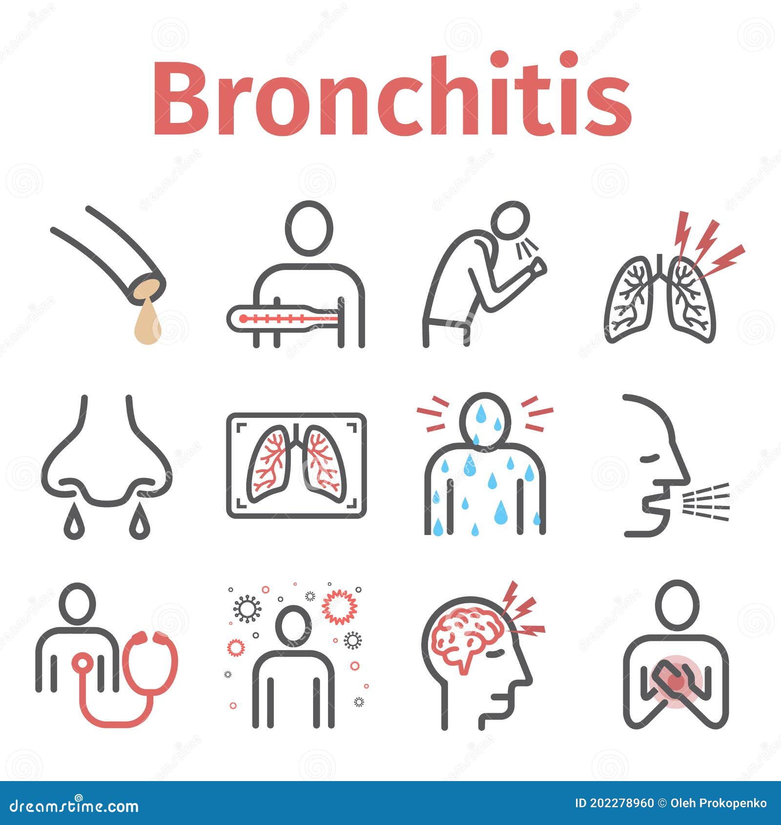 Bronchitis Line Icons. Infographic Symbol. Vector Sign for Web Graphic ...