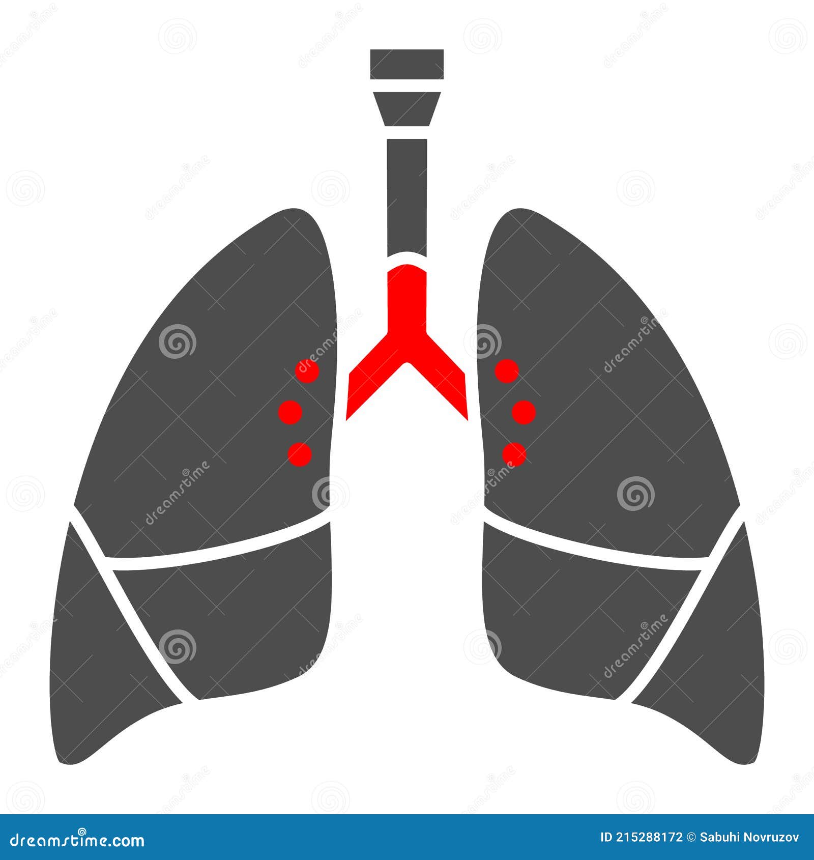 Bronchitis Solid Icon, Human Diseases Concept, Human Lung Sign on White ...