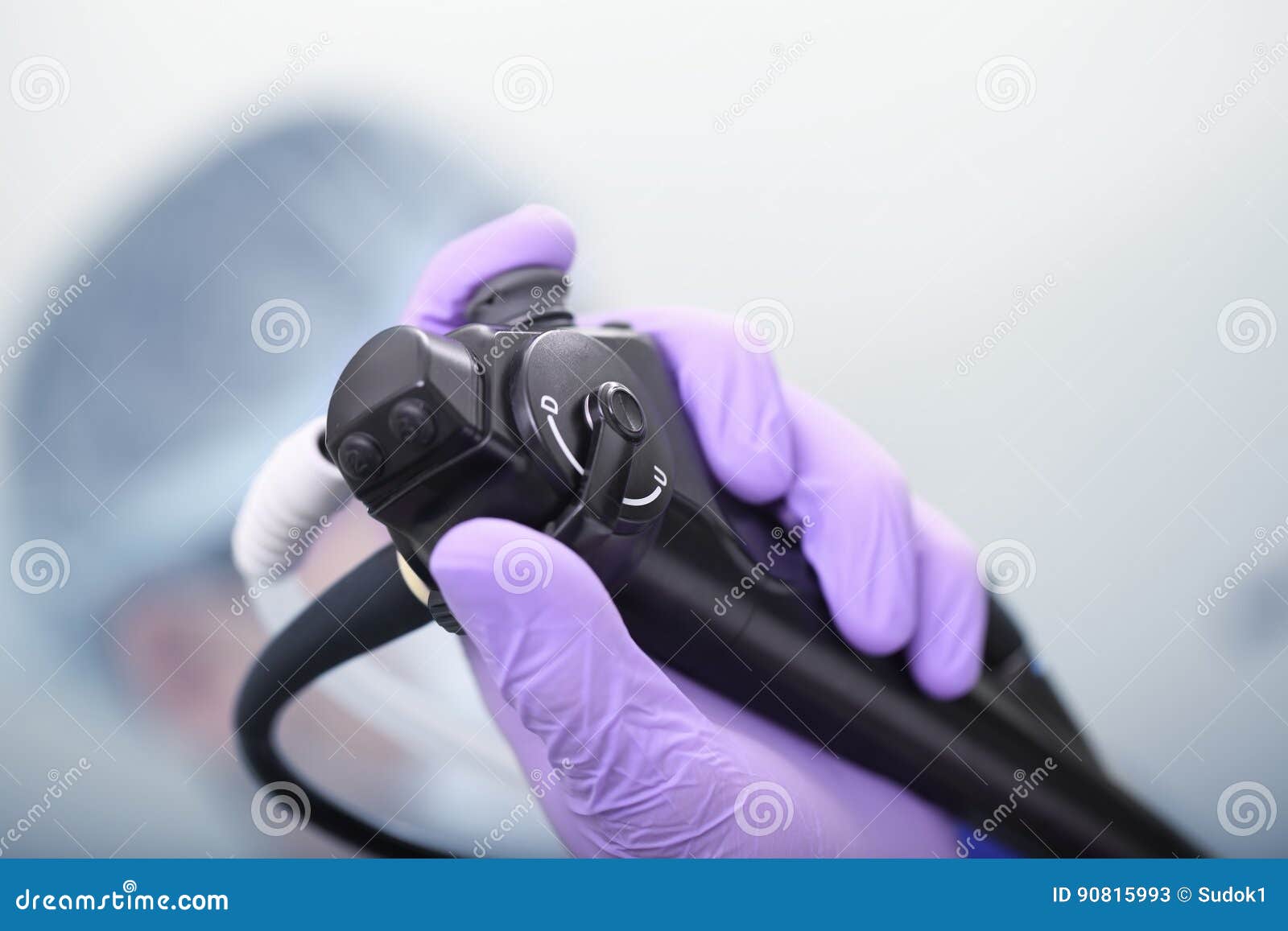 Bronchoscope In The Doctor`s Hand During The Procedure Royalty-Free ...