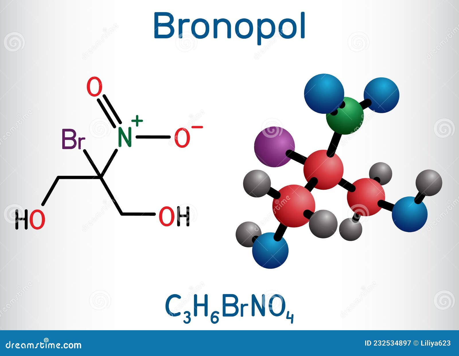 Bronopol Molecule. it is Preservative, is Used As a Microbicide or ...