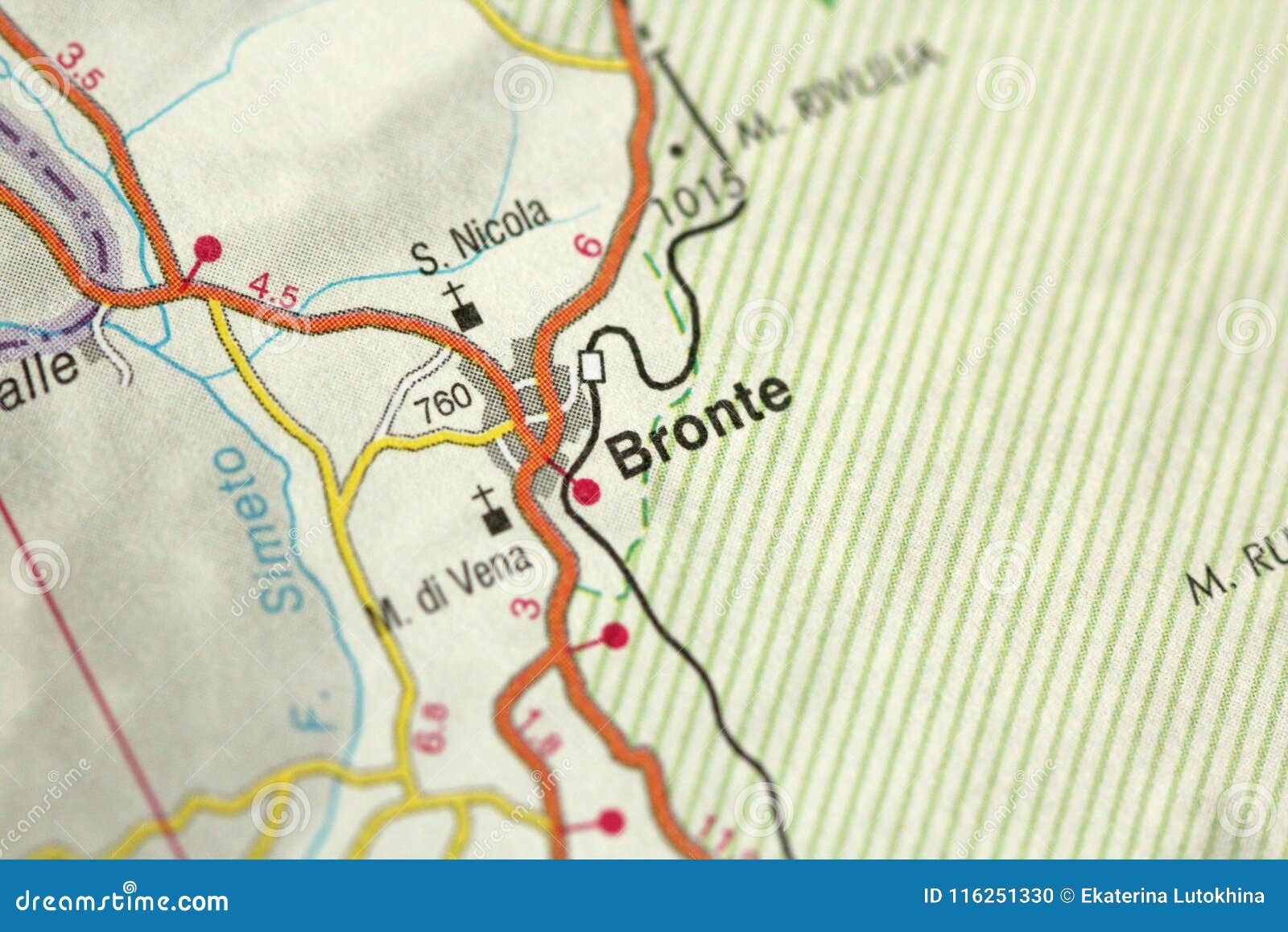 Bronte. Map stock photo. Image of journey, cartography - 116251330