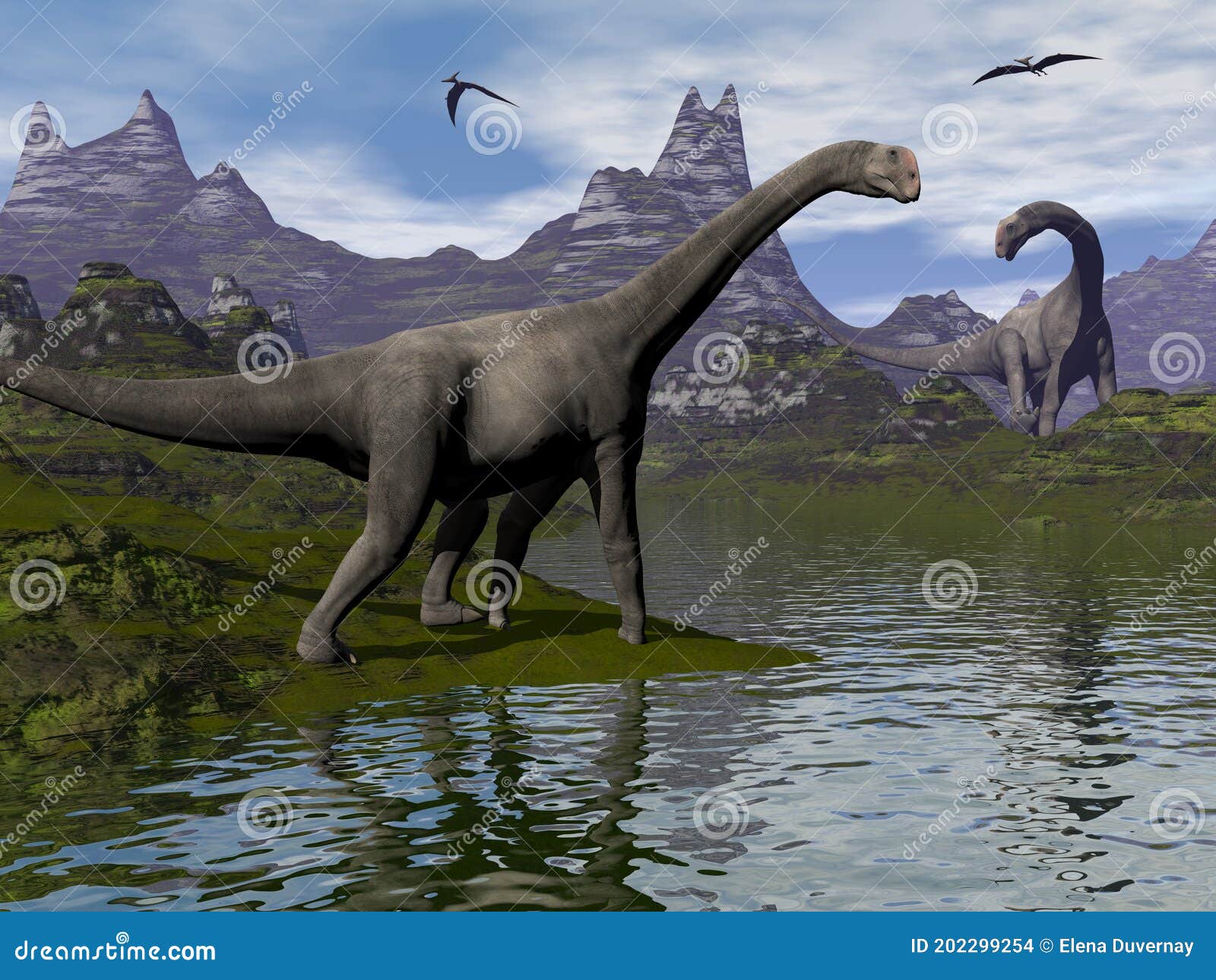 Brontomerus Dinosaurs - 3D Render Stock Illustration - Illustration of ...