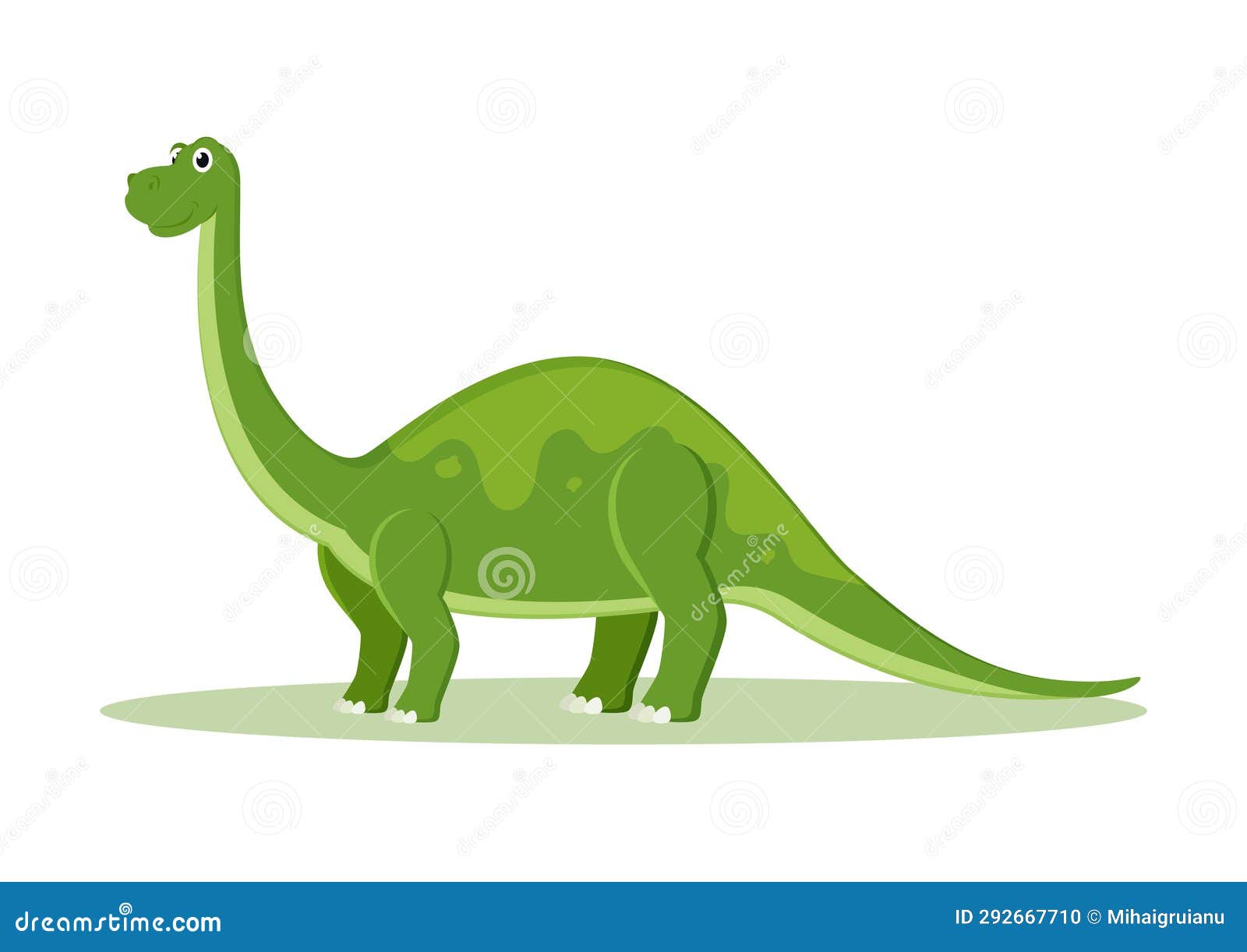 Brontosaurus Dinosaur Cartoon Character Vector Illustration Stock ...