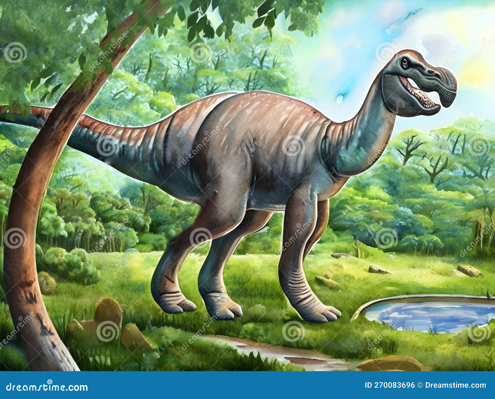 Brontosaurus Dinosaur, Generative AI Illustration Stock Illustration ...