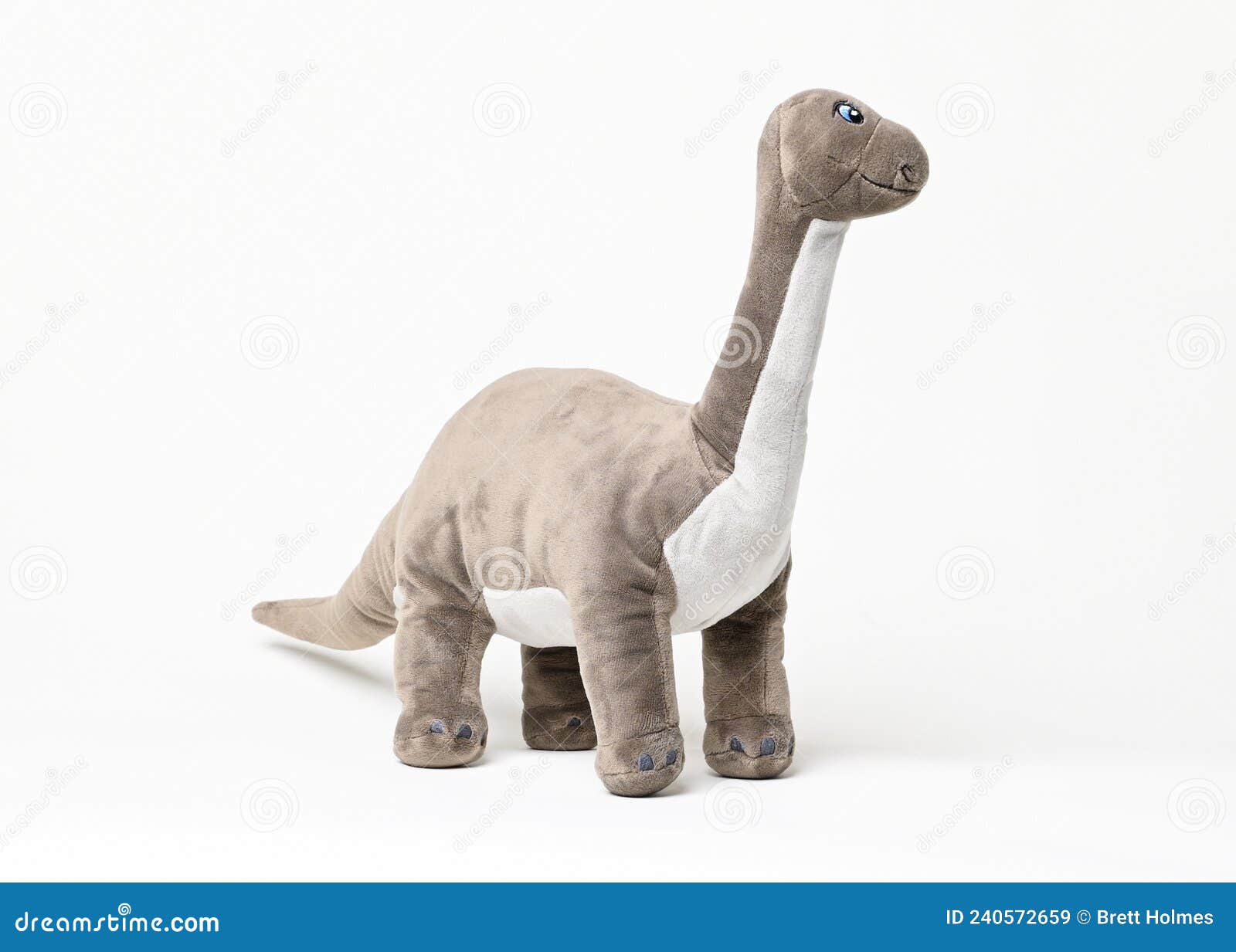 Brontosaurus Dinosaur Plush Toy Side View on White Background Stock ...