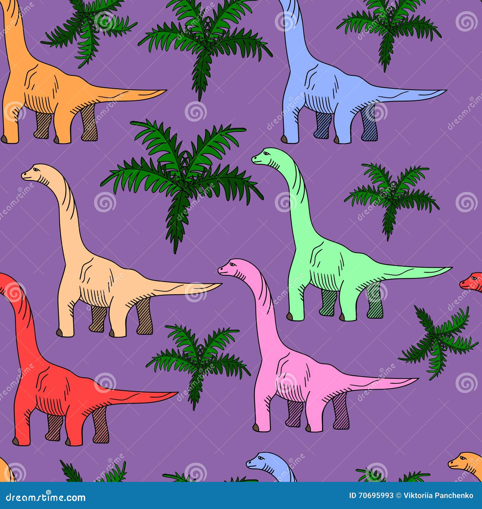 Brontosaurus Seamless Vector Illustration Stock Vector - Illustration ...