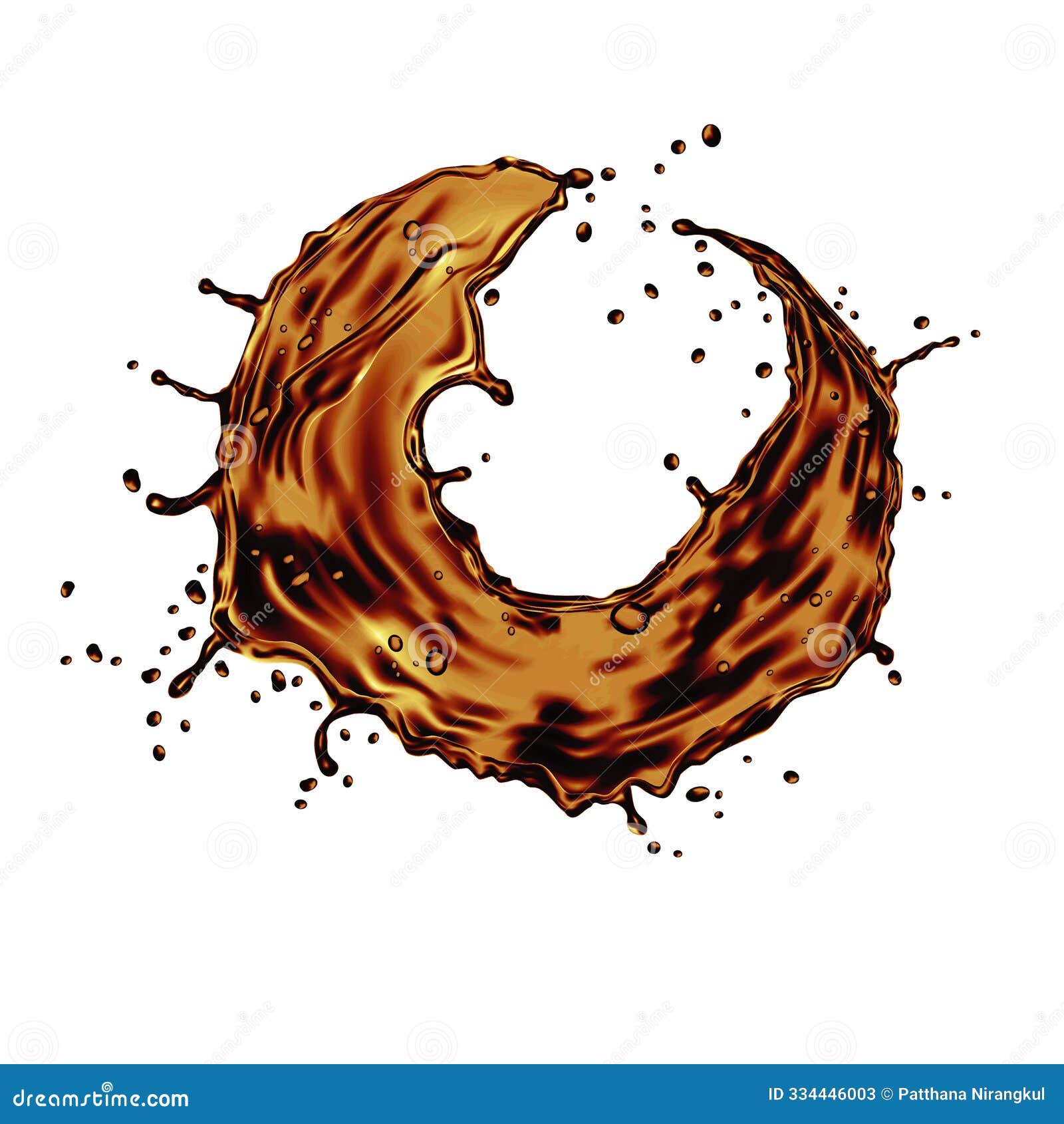 Realistic Brown Water Splash Curve on White Background Vector Stock ...