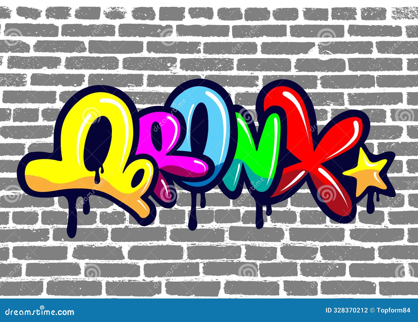 Bronx Graffiti Bubble Style Hand Drawn Lettering Stock Vector ...