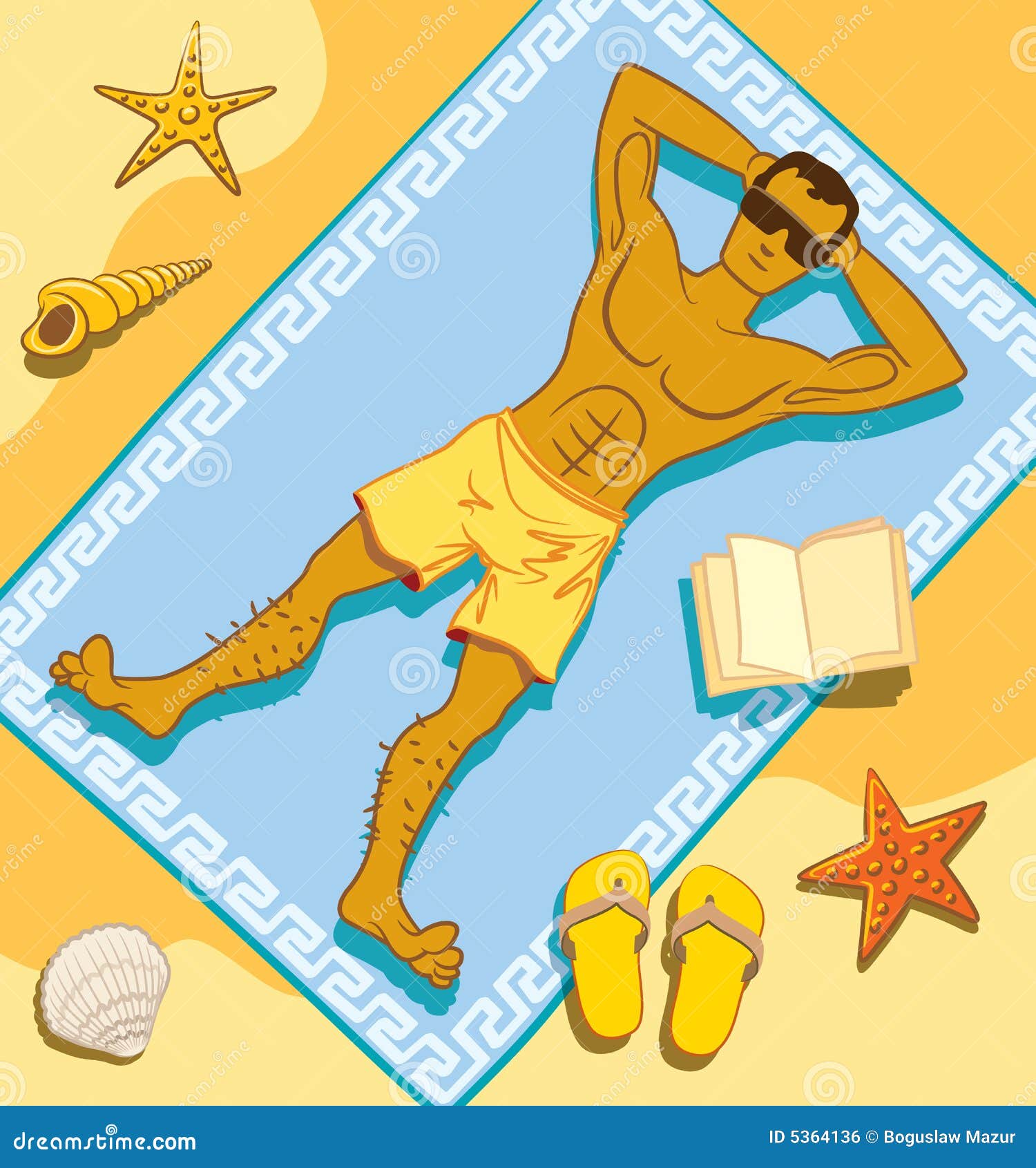 Bronzage de plage illustration de vecteur. Illustration du homme - 5364136