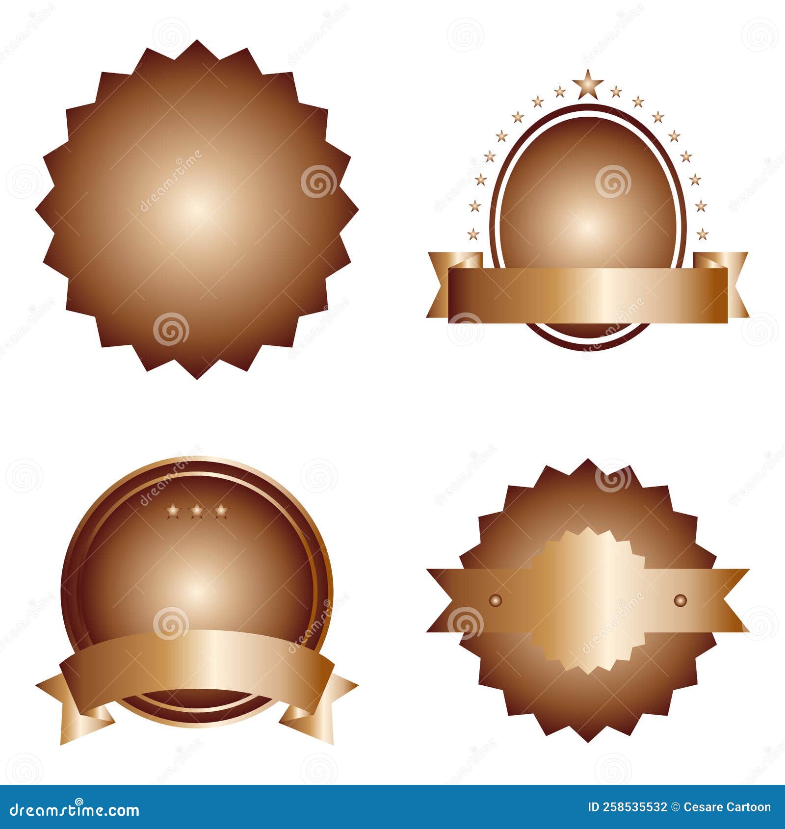 Bronze badges collection stock vector. Illustration of shiny - 258535532