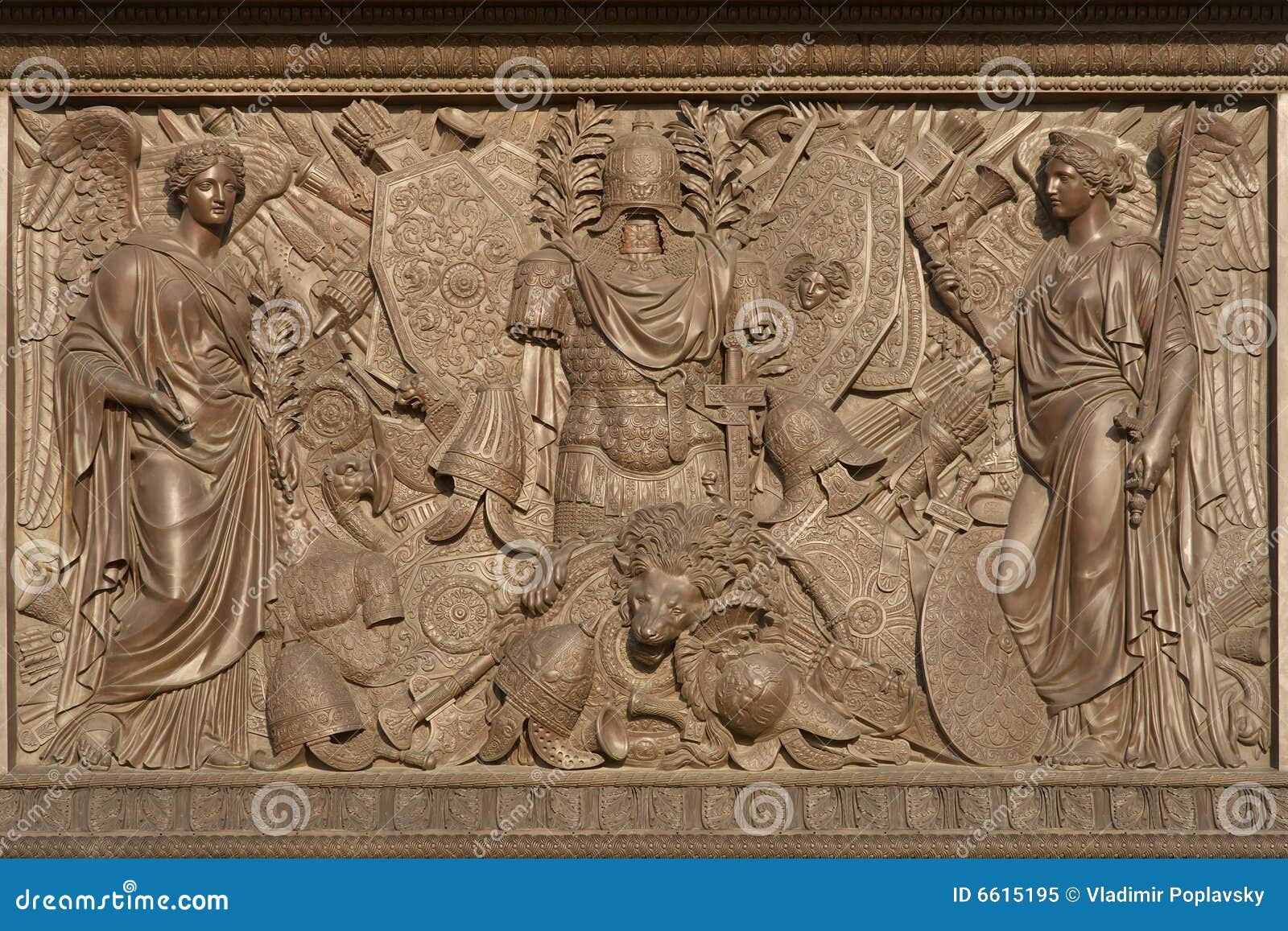 Bronze Bas-relief with Figures Stock Image - Image of angels, lion: 6615195