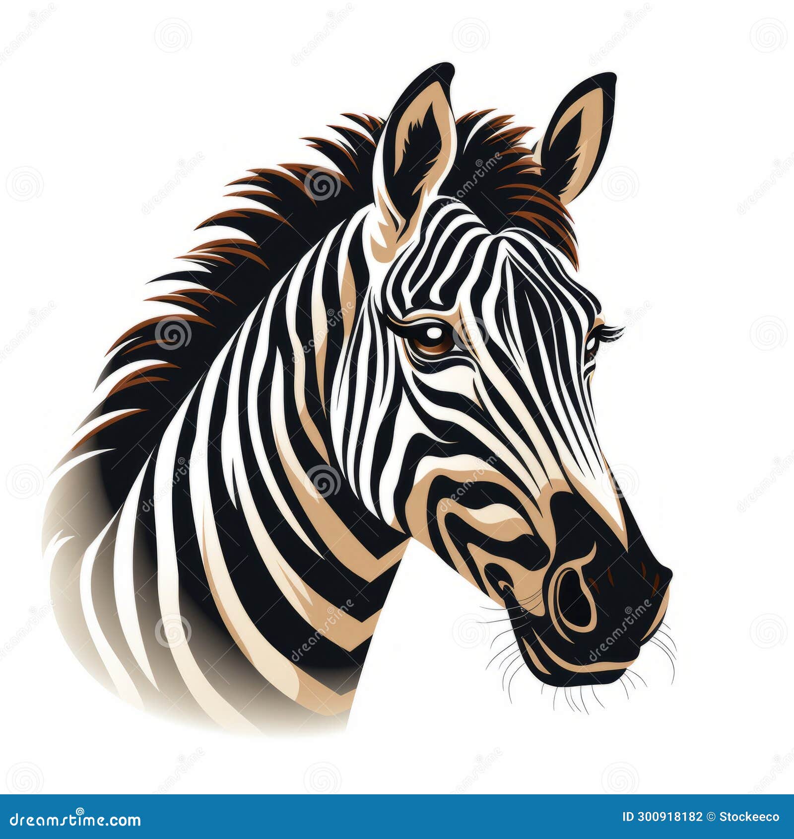 Bronze and Beige Zebra Face Vector Illustration Stock Illustration ...