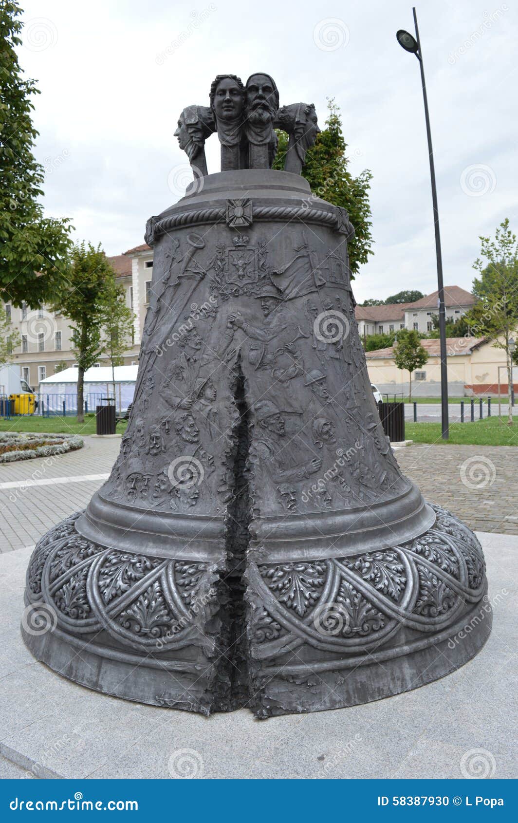 Bronze Bell with Battle Scenes and Statues. Stock Photo - Image of ...