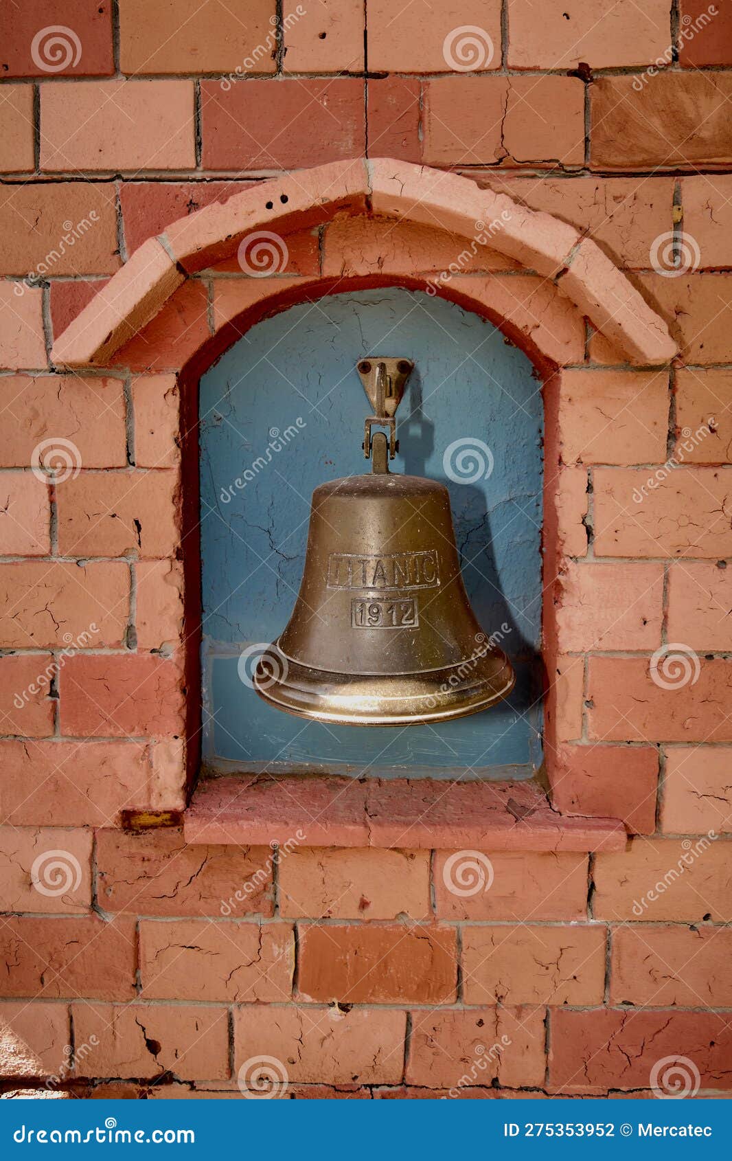 Bronze Bell on a Brick Wall with the Inscription Titanic 1912 Stock ...