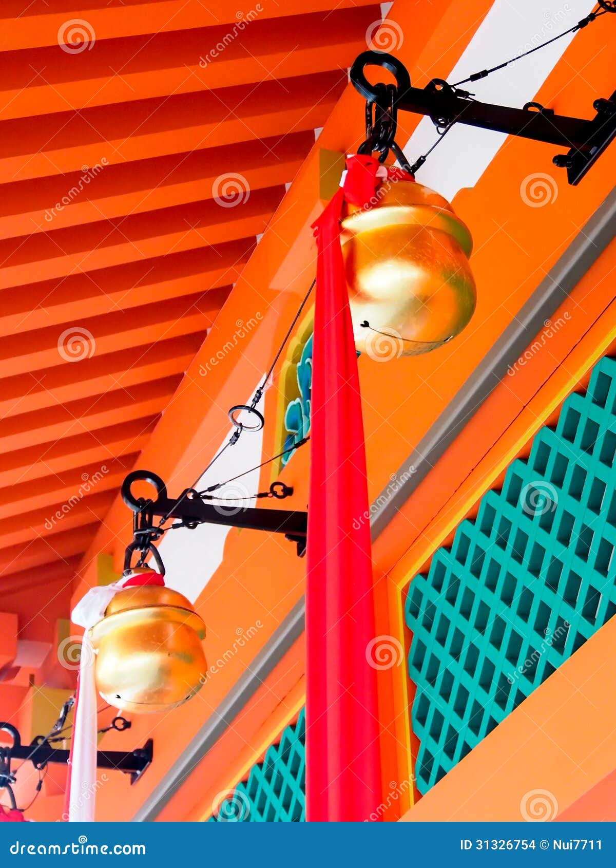 Bronze Bell at Japanese Shrine Stock Photo - Image of outdoors, pattern ...