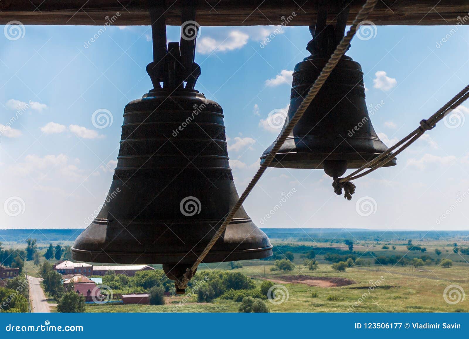 Bronze Bells Ringing on the Tower of the Temple. Stock Image - Image of ...