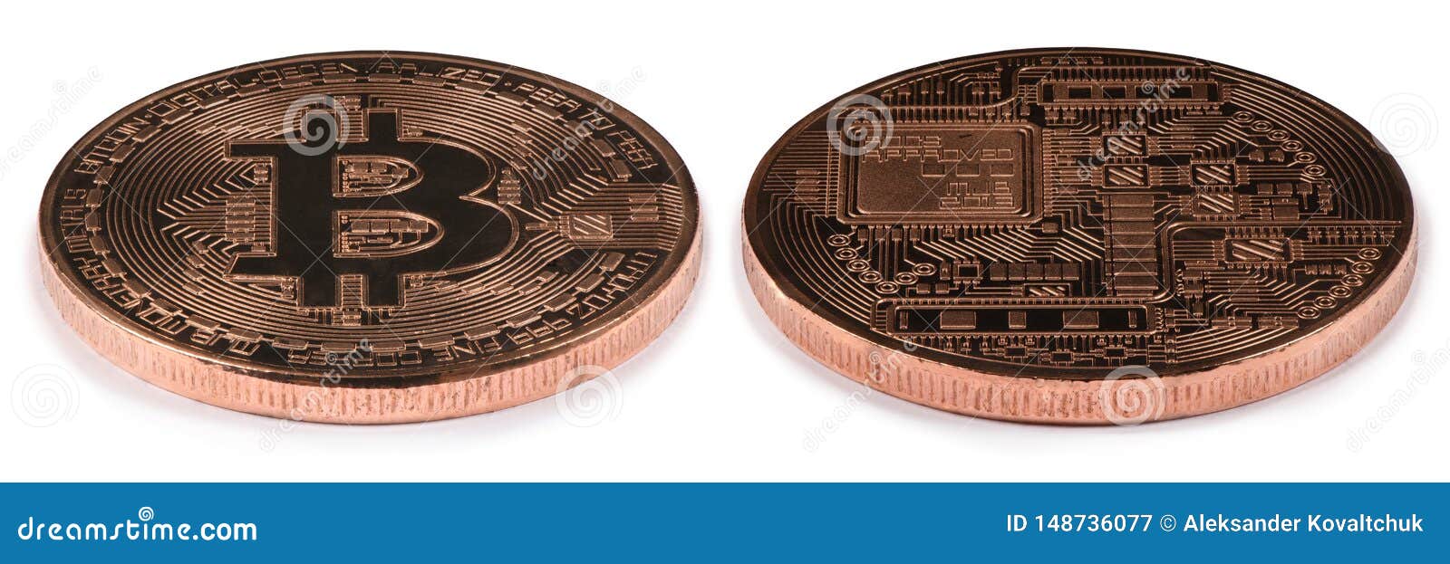 Bronze Bitcoin Isolated on White Background. Two Clipping Path Stock ...