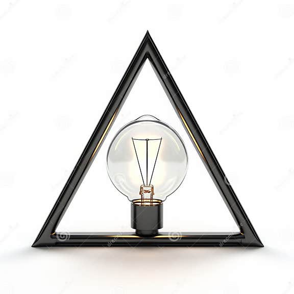 Bronze and Black Triangle Frame Light Bulb on White Background Stock ...