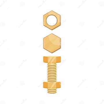 Bolt with Nut Stranded. Side and Top View. Vector Illustration on a ...