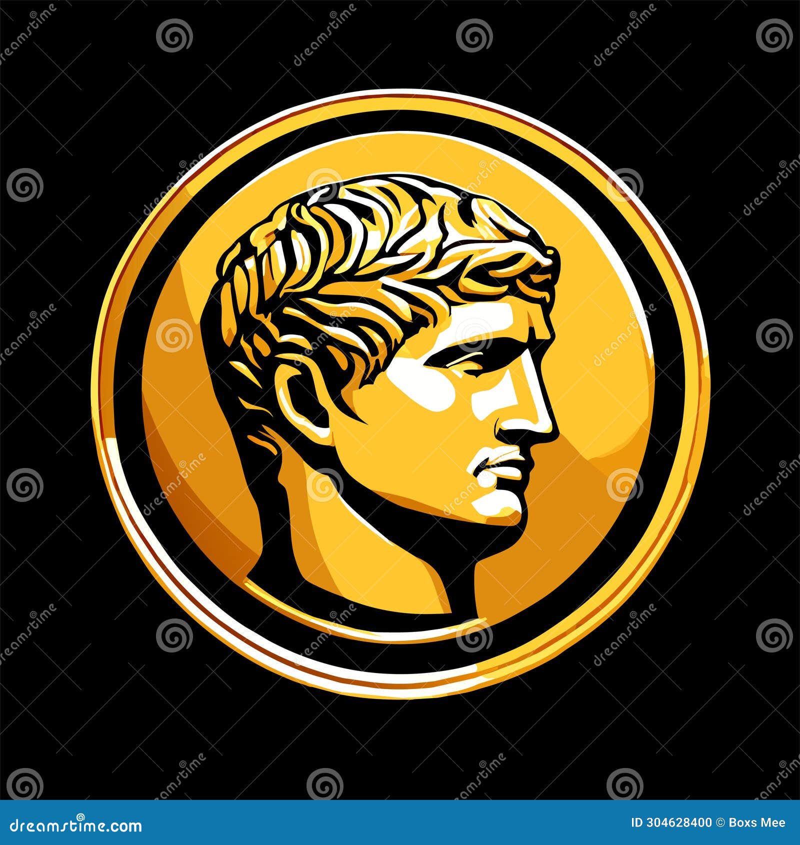 Bronze Bust of Alexander the Great in a Circle, Vector Illustration ...