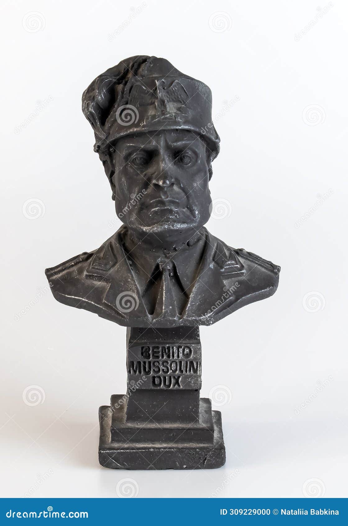 Bronze Bust of Benitto Musolini on a White Background. Stock Photo ...