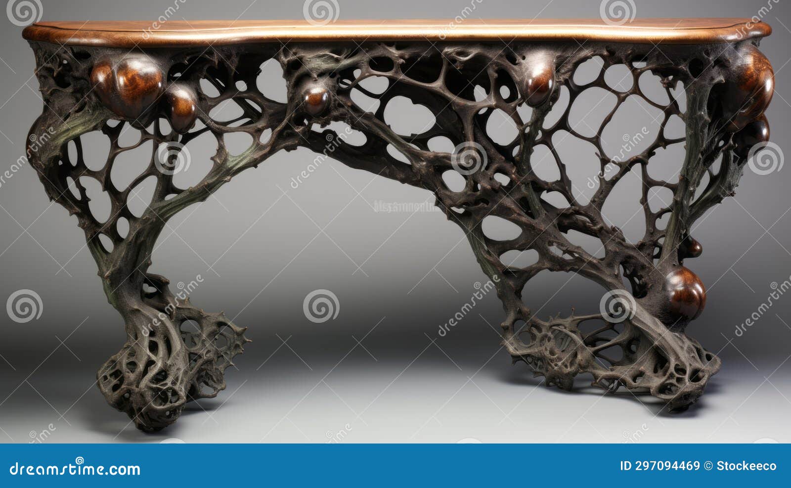 Bronze Cast Console Table with Intricate Nature Depictions Stock ...