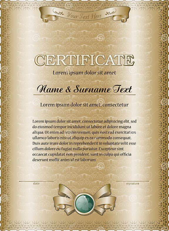 Bronze Certificate Template. Stock Vector - Illustration of design ...