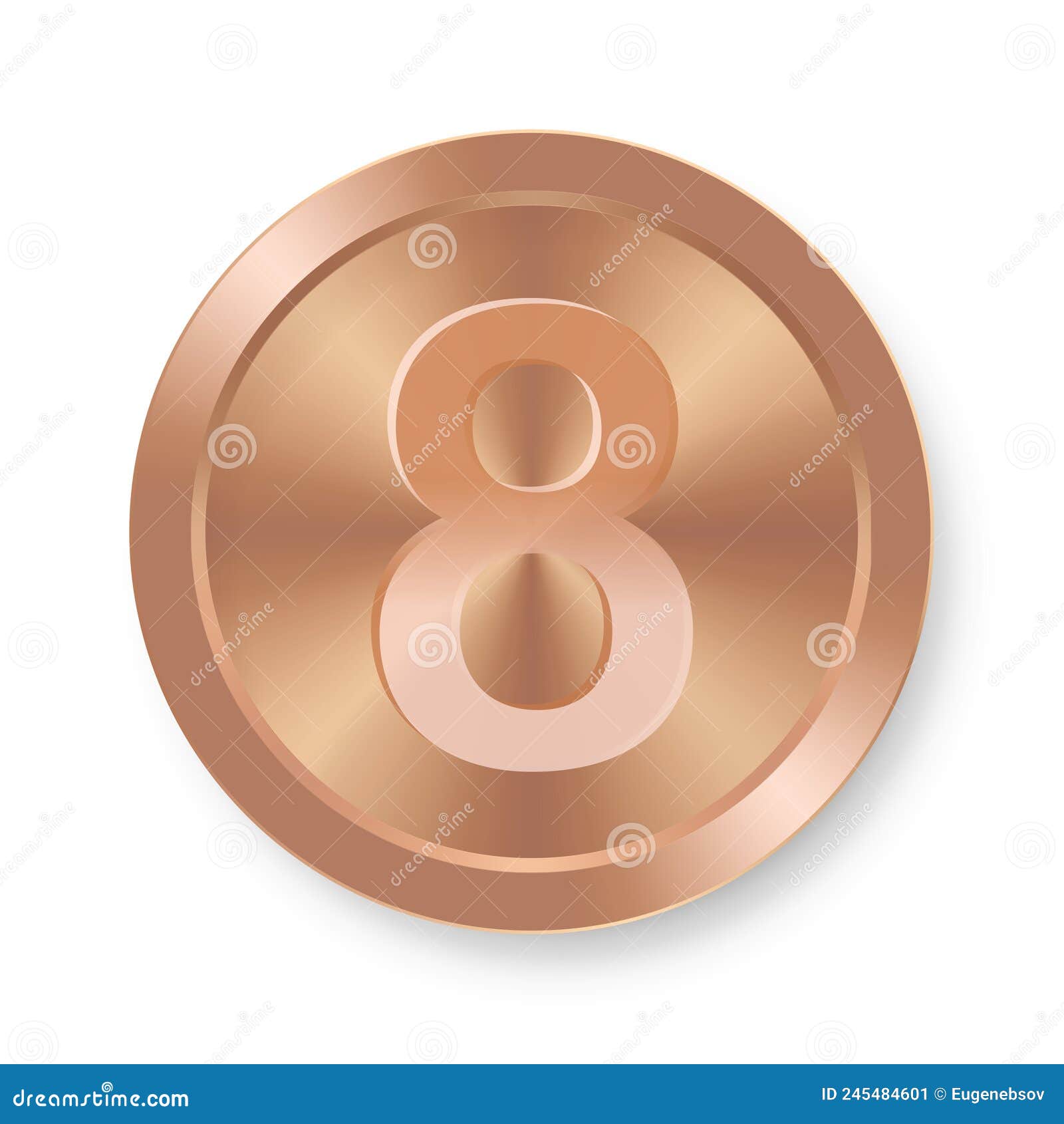 Bronze Eight Dollar 8$ Isolated On White Background. Royalty-Free Stock ...