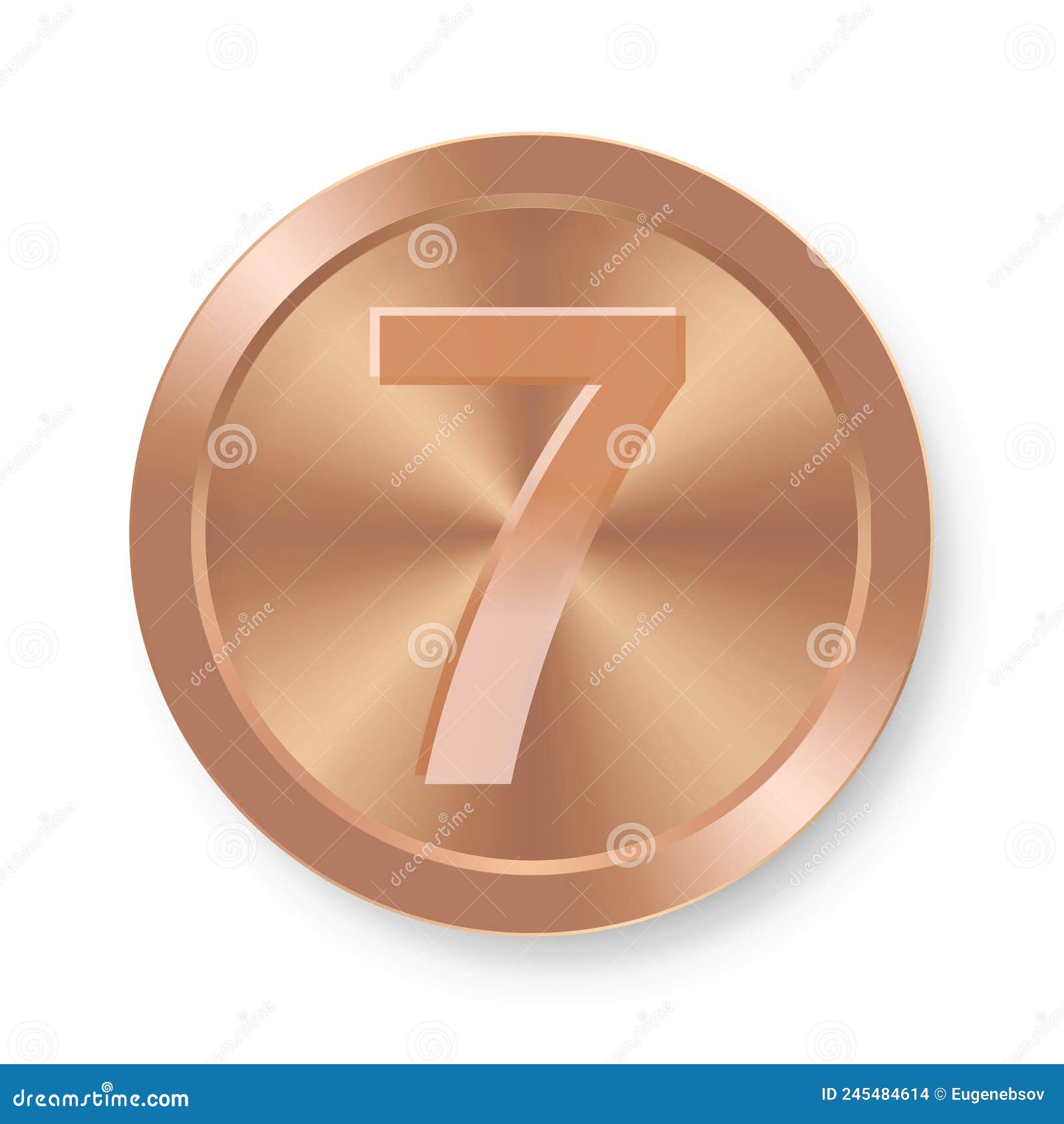 Bronze Coin with Number Seven Concept of Internet Icon Stock Vector ...