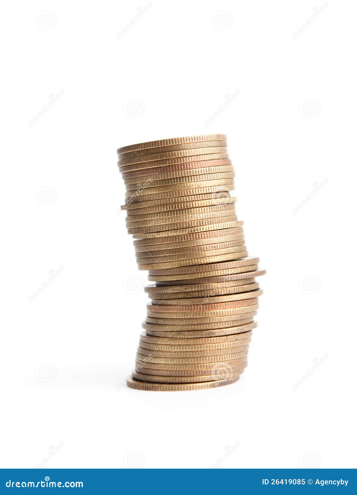 Bronze Coins Stand Vertically in Crooked Column Stock Image - Image of ...