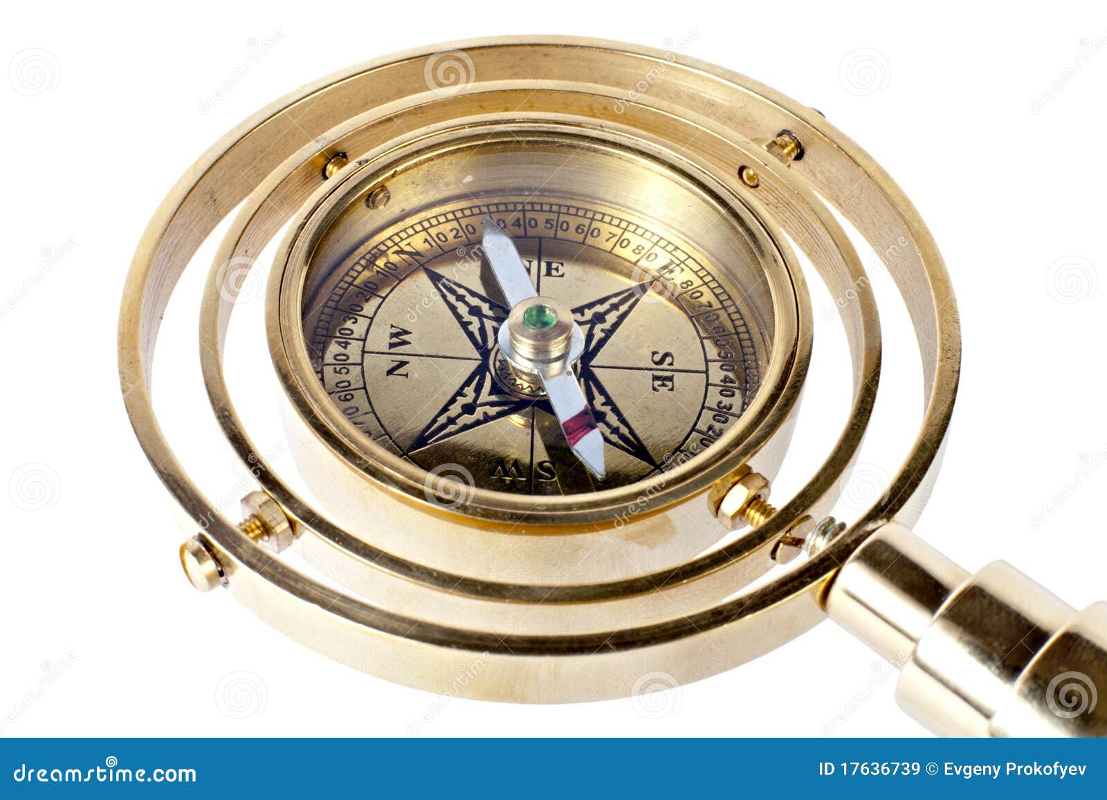 Bronze Compass with a Handle Stock Image - Image of arrow, handle: 17636739