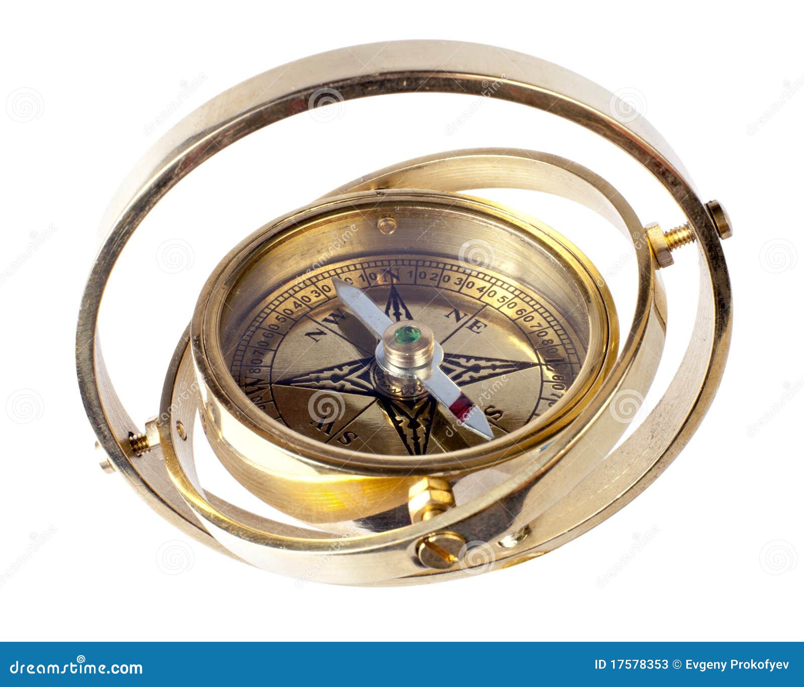 Bronze Compass Isolated Over White Stock Image - Image of vacation ...