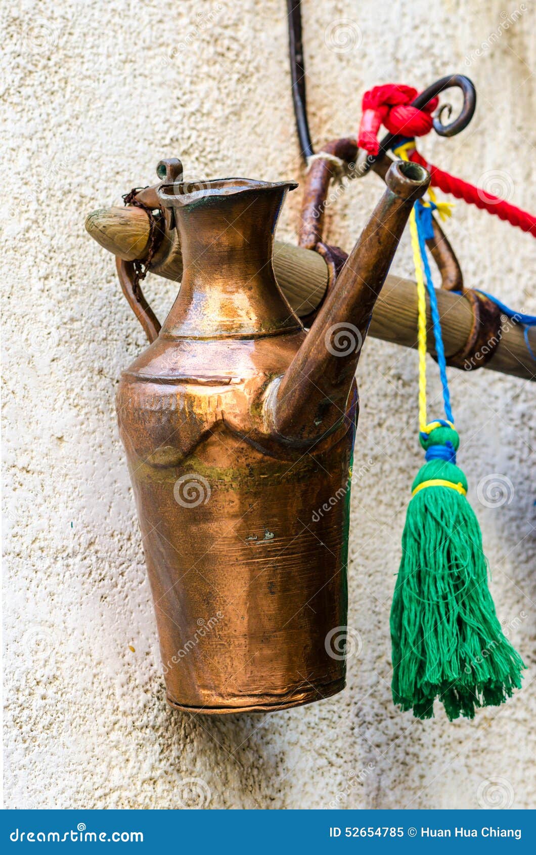 Bronze Container on the Wall with Decoration Stock Image - Image of ...