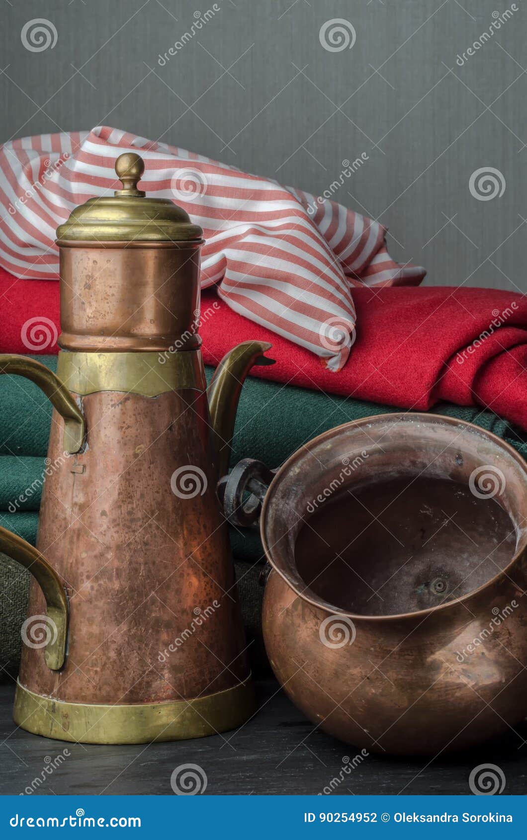 Bronze and Copper Tea Cattle and Pot Stock Photo - Image of cooking ...