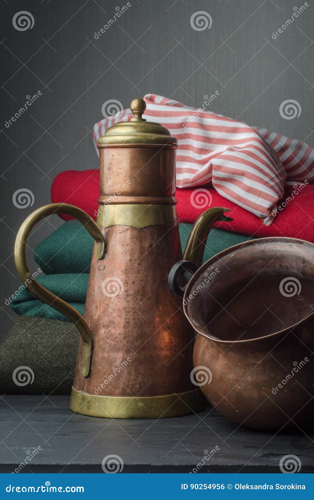 Bronze and Copper Tea Cattle and Pot Stock Photo - Image of bronze ...