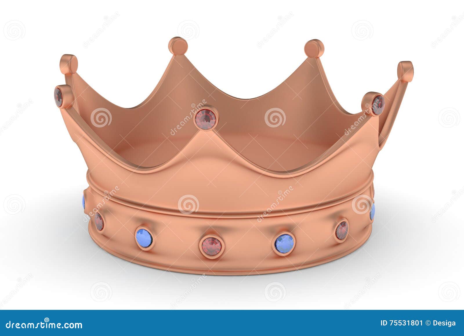 Bronze Crown with Gems. 3D Rendering. Stock Illustration - Illustration ...
