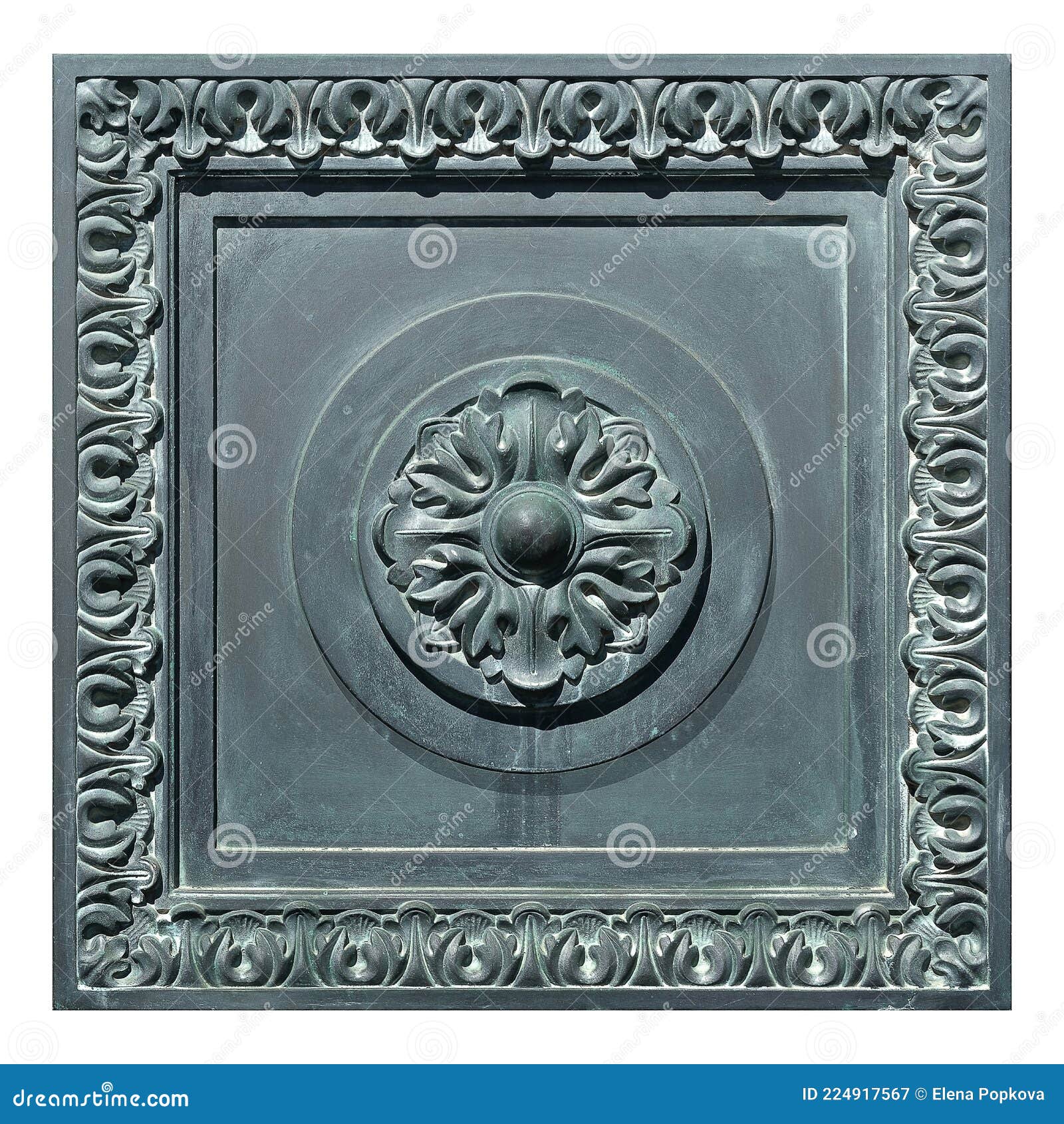 Bronze Decorative Architectural Panel with Floral Ornament Isolated on ...
