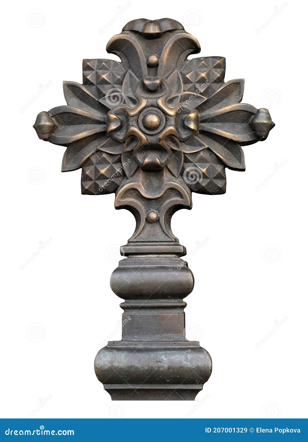 Bronze Decorative Element with Floral Pattern Isolated on White ...