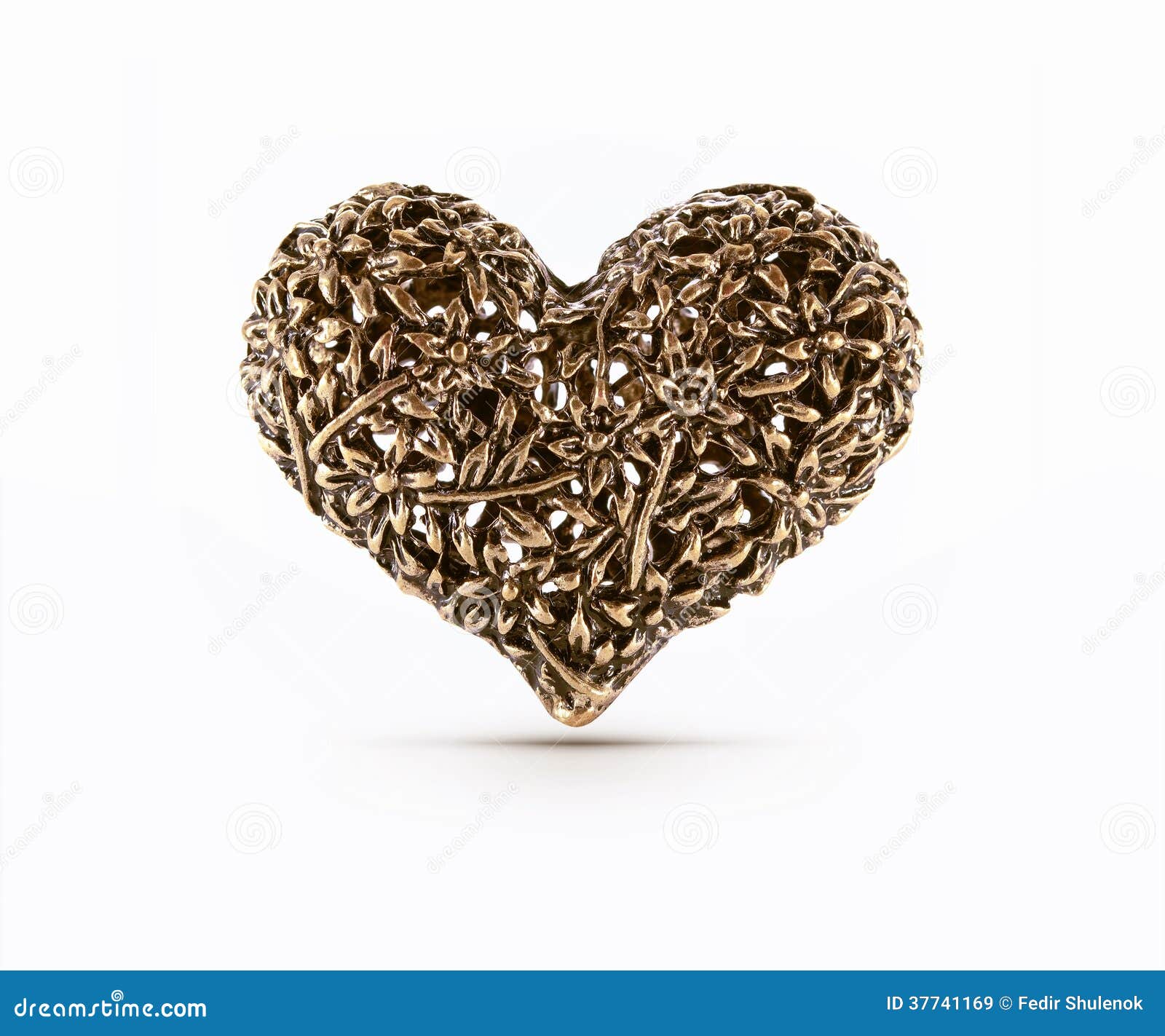 Bronze decorative heart stock image. Image of metal, floral - 37741169