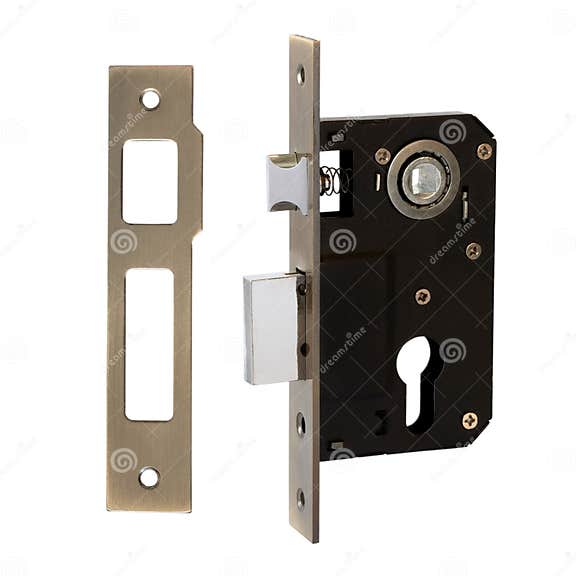 Bronze Double-turn Lock with a Rectangular Bolt and Strike Plate Stock ...