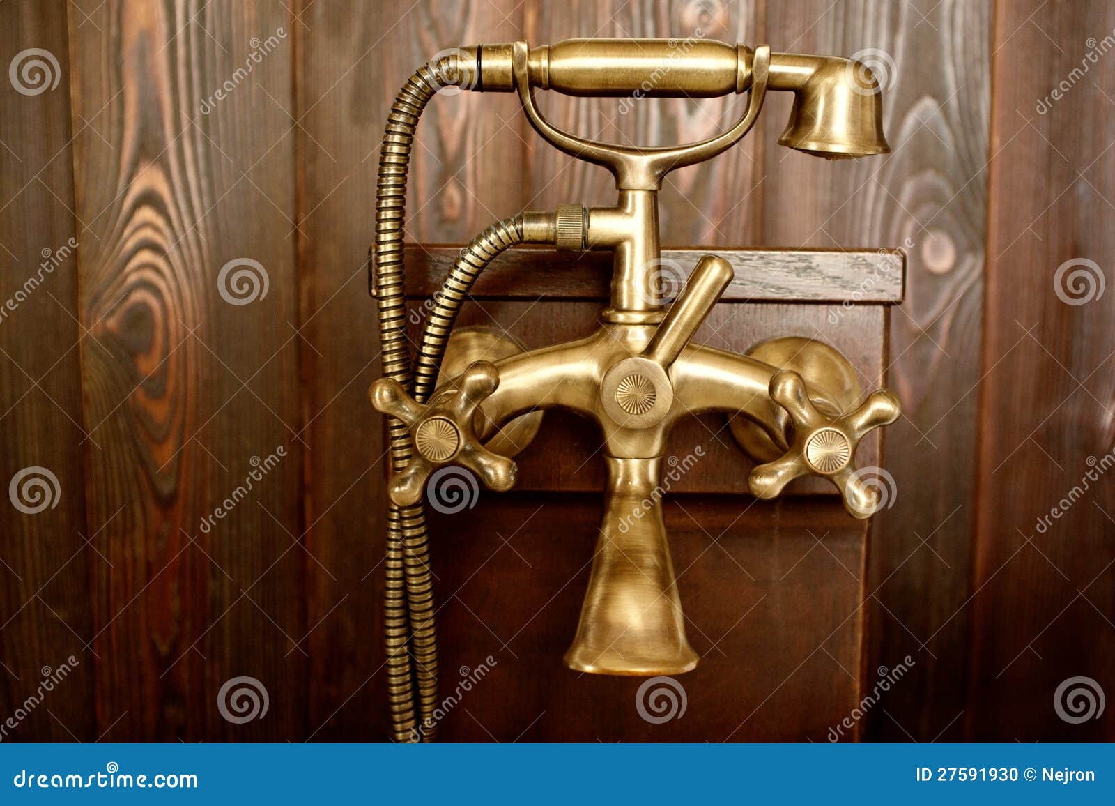 Bronze Douche in a Bathroom Stock Photo - Image of shine, closeup: 27591930