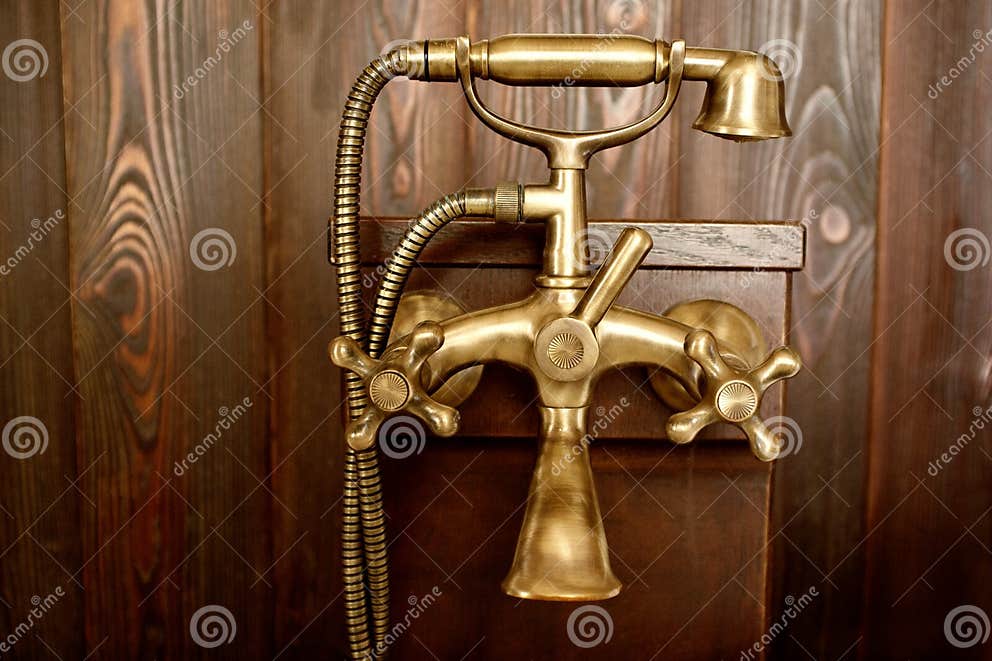 Bronze Douche in a Bathroom Stock Photo - Image of shine, closeup: 27591930