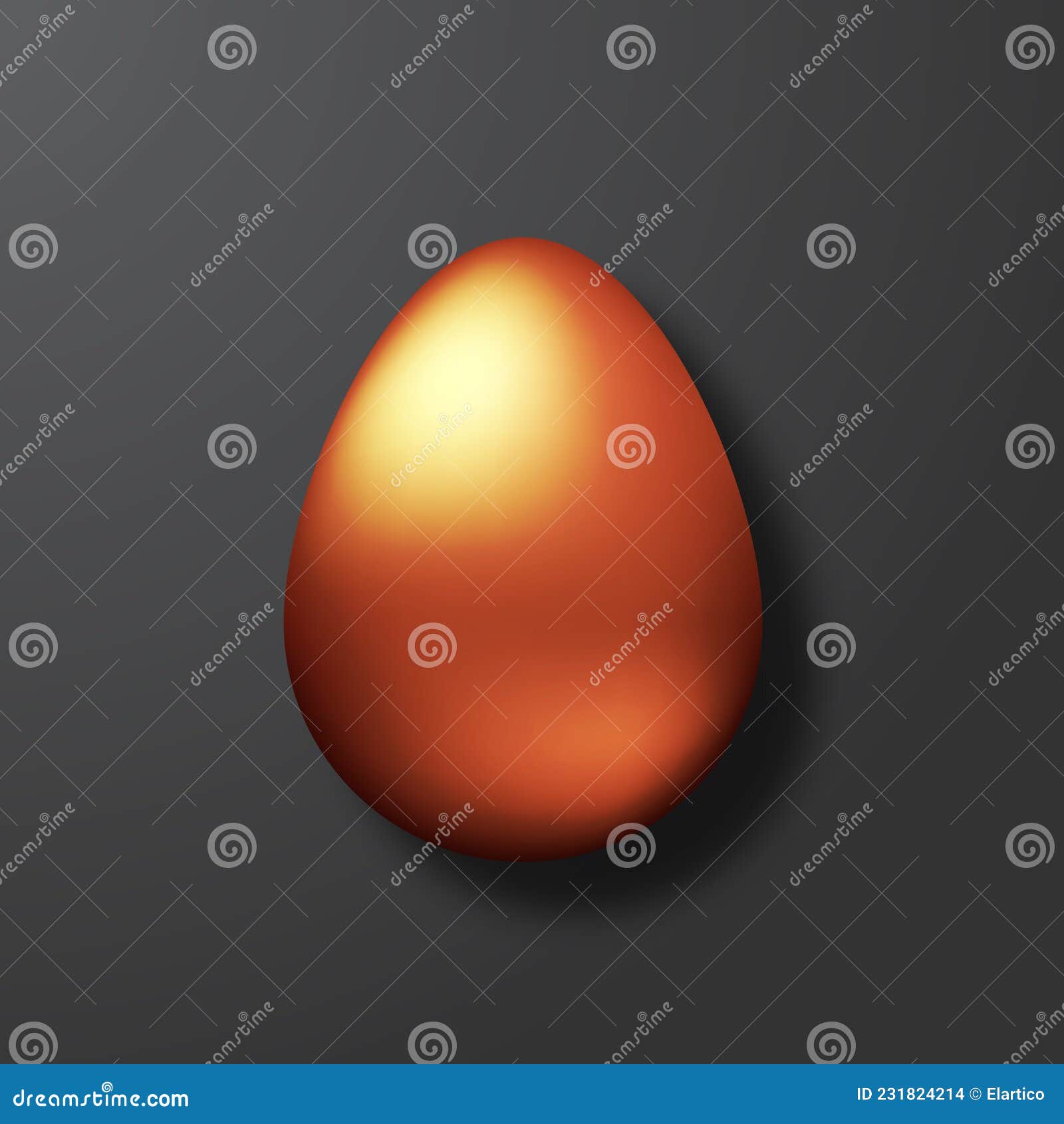 Bronze Egg on the Black Background. Realistic Top View on the 3d Object. Easter Card Design in ...