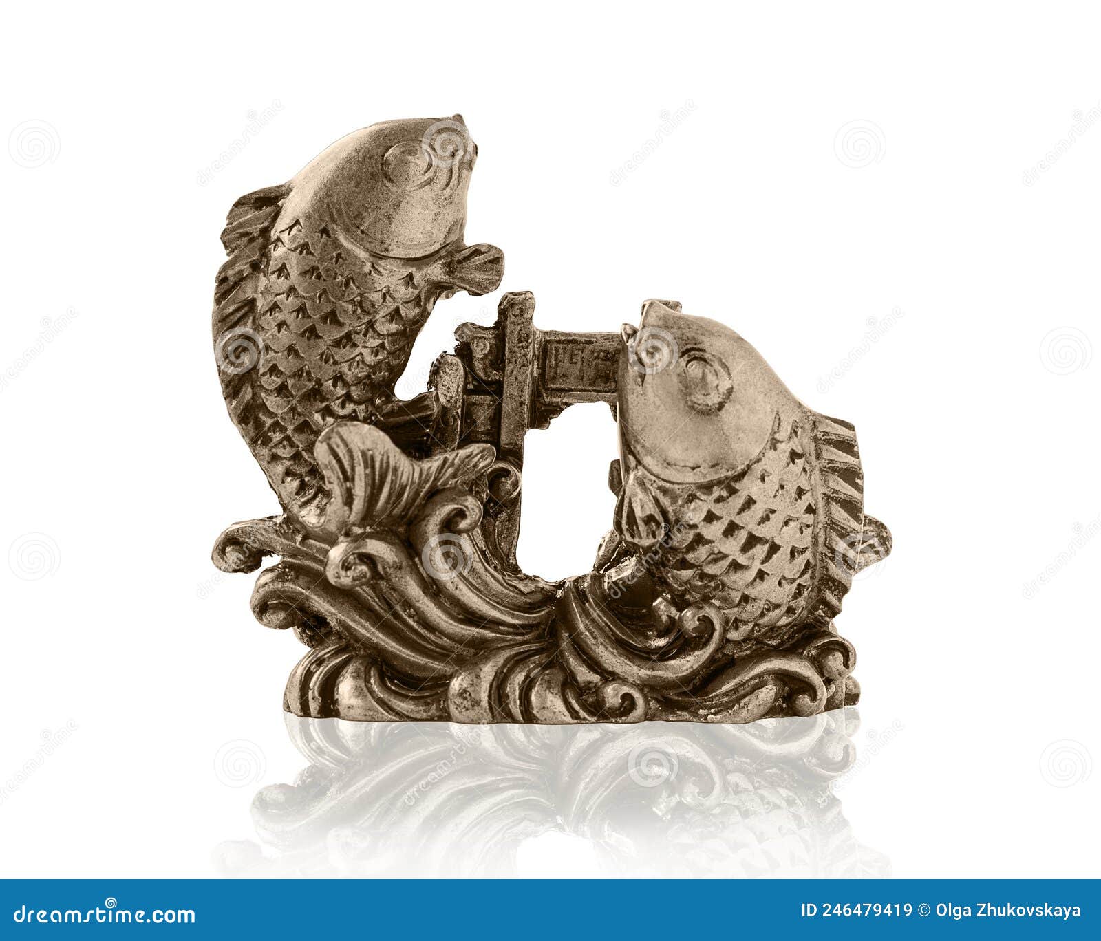 Bronze Fish Figurine Isolated on a White Background Stock Image - Image ...