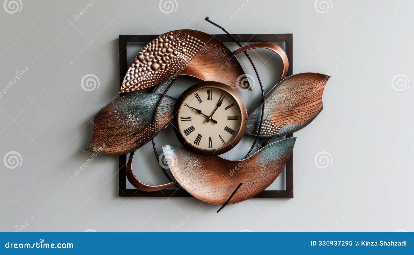 Bronze Flower-shaped Clock with Sculpted Metal Petals, Bold Wall Decor ...